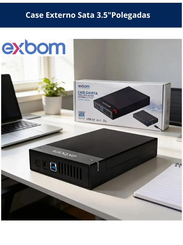 Case para HD Externo 3.5" USB 3.0 SATA Exbom CGHD-G35 | Shopee Brasil