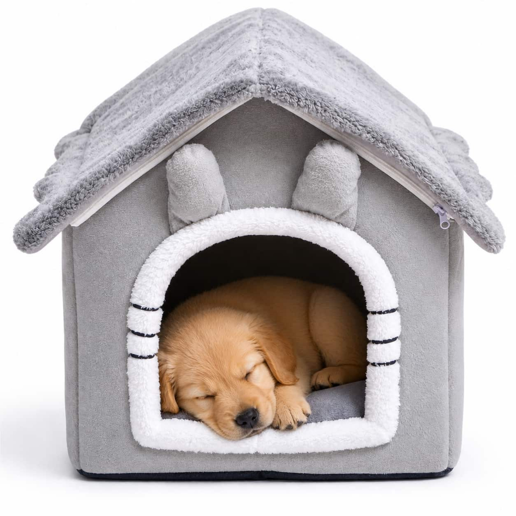 Casinha Cama Pet Macia Pelúcia Cinza Toca Cabana Iglu Gato Cachorro ...