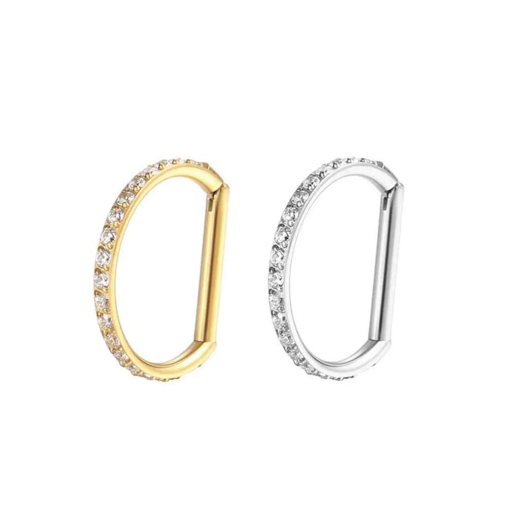 Kit 6 Piercing Meia Argola Aço cirúrgico Segmento Articulado Zircônia ...