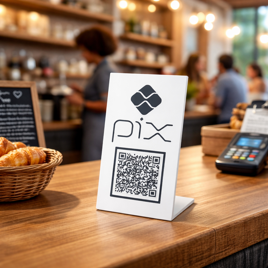 Placa Pix QR Code Display Para Pagamentos Instantâneo Suporte Balcão ...