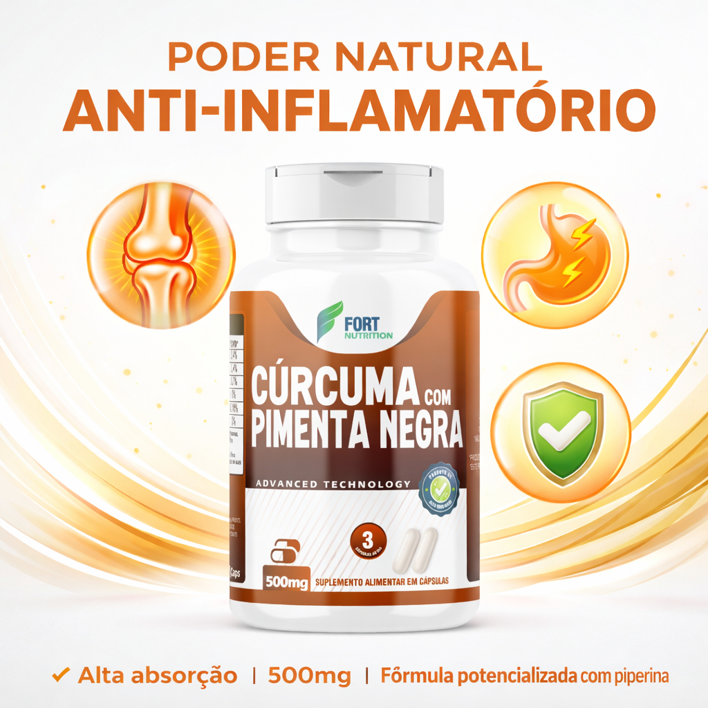Cúrcuma com Pimenta Negra Cápsulas 500mg Produto natural Auxilia ...