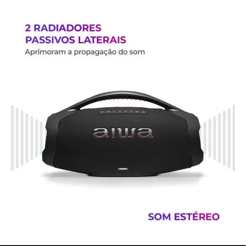Caixa De Som Boombox Plus Aiwa Awh51bt 1300w Bt Usb Aux 30 horas ...