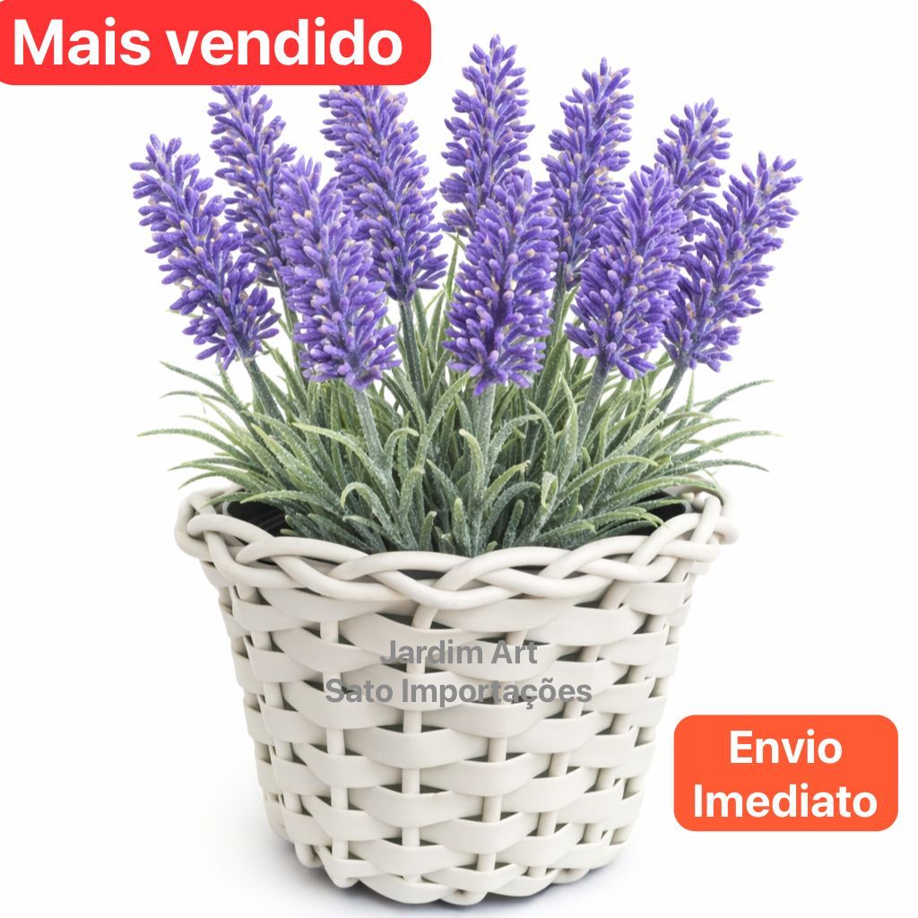 Arranjo Lavanda Artificial Realista Vaso Cesto Branco Decoração ...