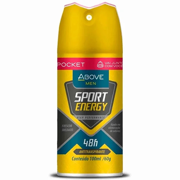 ANTITRANSPIRANTE AEROSSOL SPORT ENERGY ABOVE MEN 100ML | Shopee Brasil