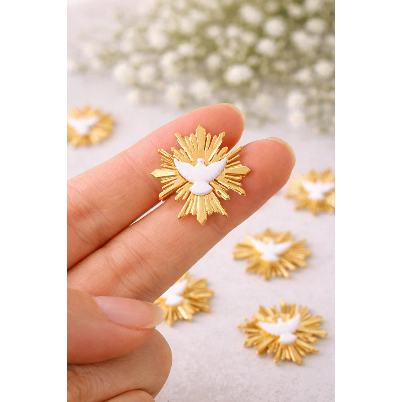 Kit Apliques do Espírito Santo 3,5cm Dourado e Branco para Artesanato ...