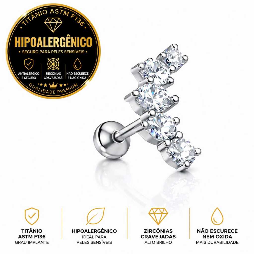 PIERCING LABRET COROA CLUSTER EM TITÂNIO ASTM F136 HIPOALERGÊNICO ...