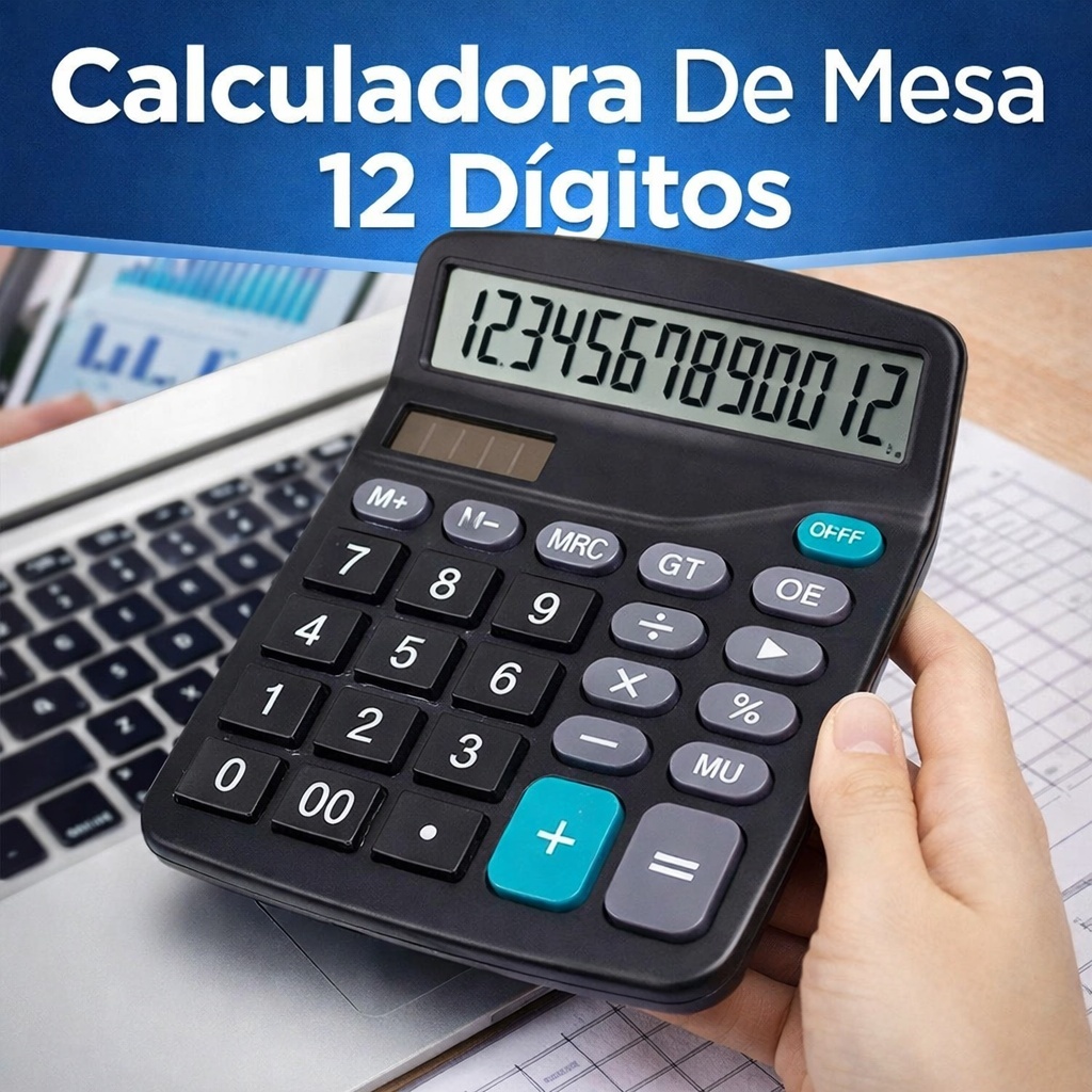 Kit 1 a 4 Calculadora De Mesa 12 Dígitos Grande Display Eletrônica ...