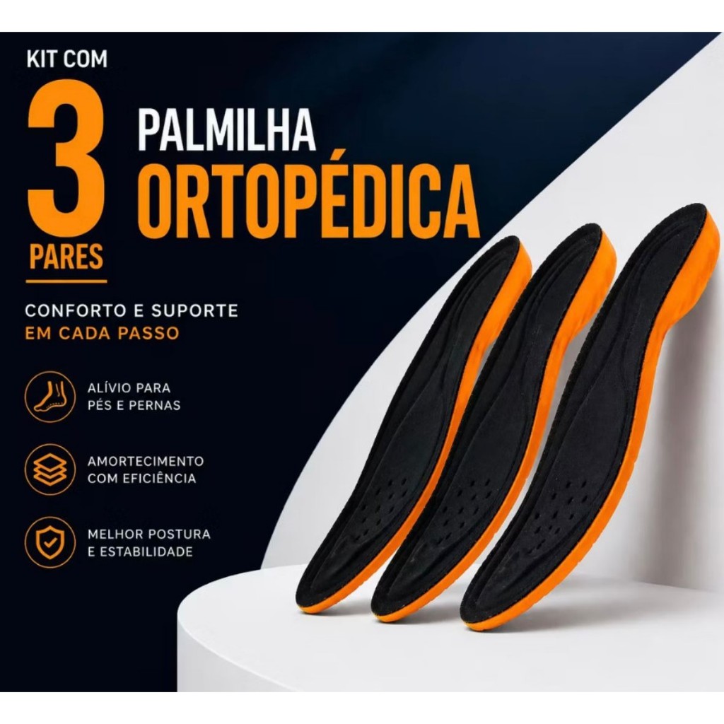 KIT 3 PARES PALMILHA ORTOPÉDICA GROSSA EM GEL ANATÔMICA PARA ESPORÃO E ...