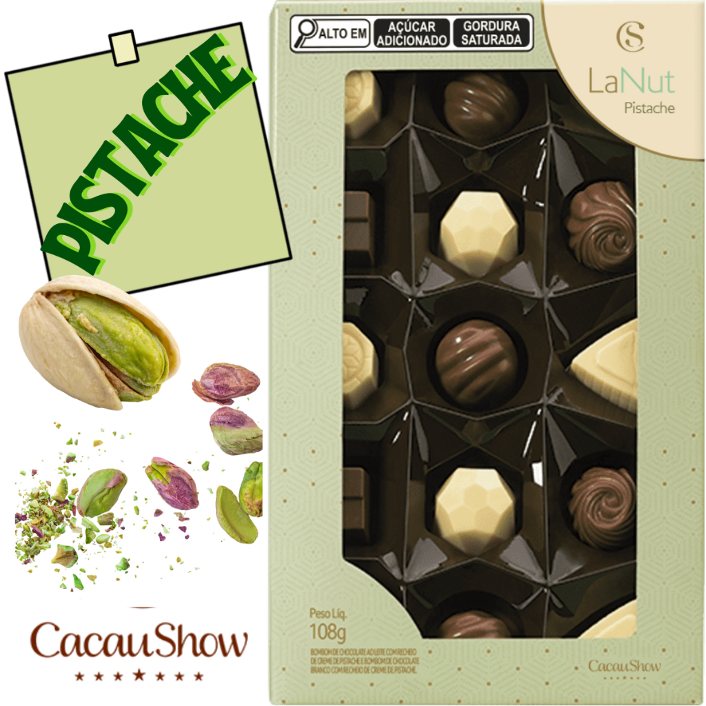 Bom bom Pistache Caixa de Bombons LaNut Mini Show Pistache 108g ...