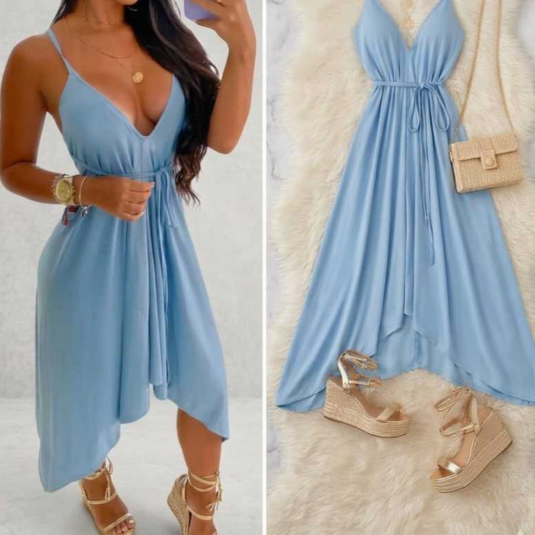 Vestido Envelope Midi Casual em Oferta | Shopee 2026