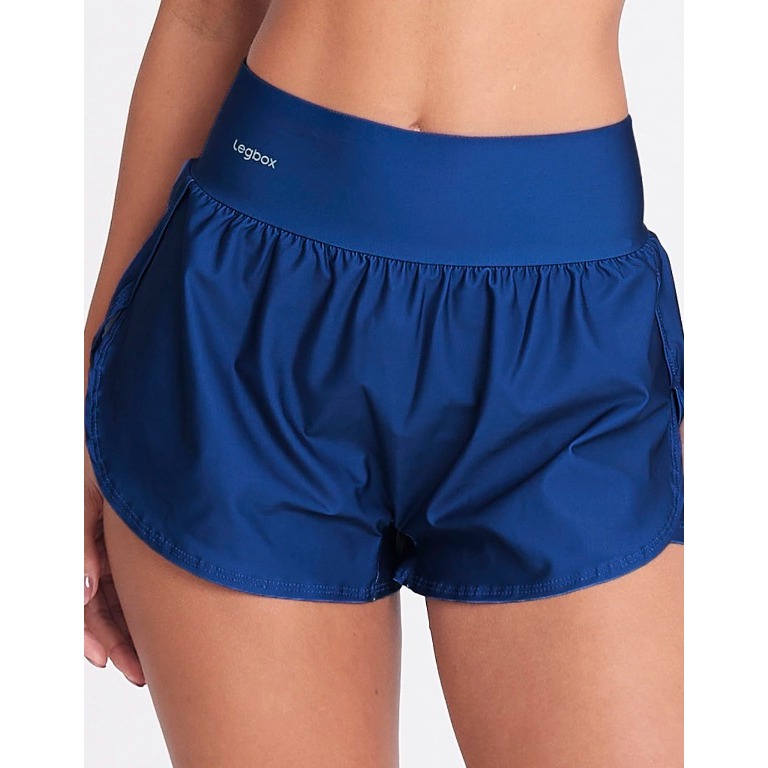 Short Corrida Feminino Duplo Azul Brasil Legbox Academia Fitness Treino ...