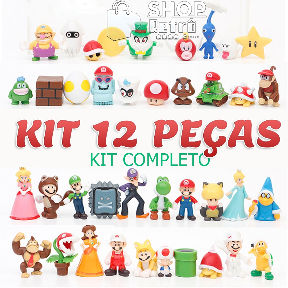 Bonecos Novos Kit Completo de 12 Super Mario Bros Bonecos Miniatura ...