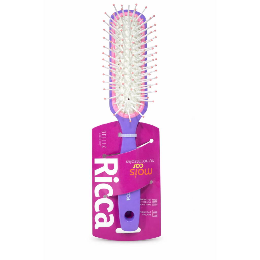Escova de Cabelo Ricca Basic Colors Retangular (Ref. 133) | Shopee Brasil