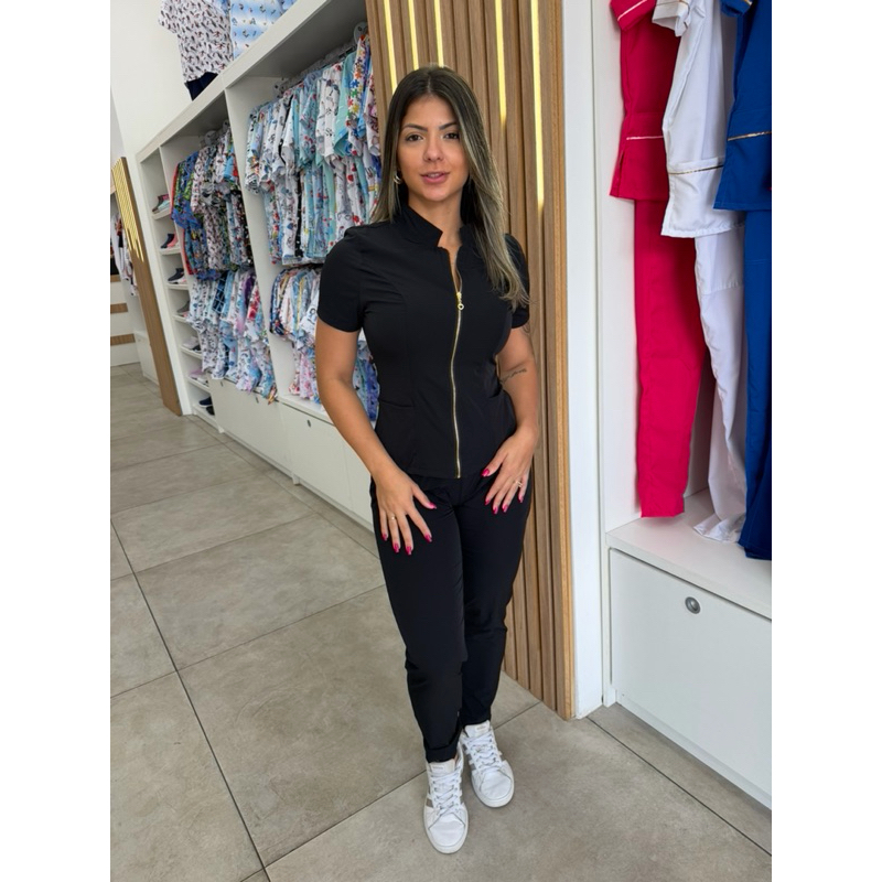 CONJUNTO AMANDA LINHA LUXO PRETO UNIFORMES ESTETICA UNIFORMES ...