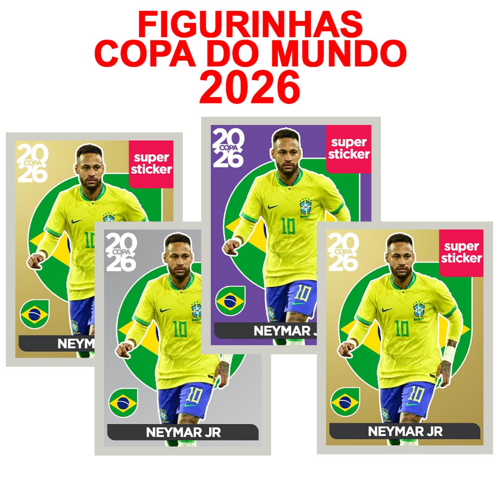 Kit 4 Figurinhas Neymar Legend 2026 Cristiano Ronaldo Messi DOURADA