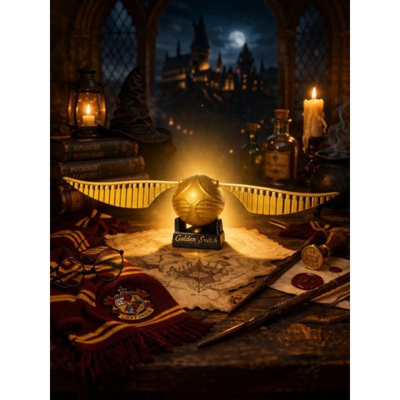 Pomo de Ouro Golden Snitch Harry Potter Com Base Decoração Geek Quarto ...
