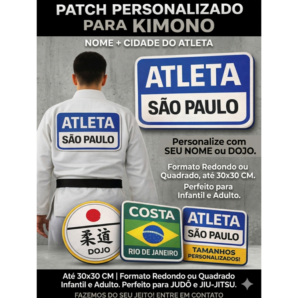 Patch Number Judô Jiu Jitsu Karatê Identificação kimono - Seu Nome Sua ...