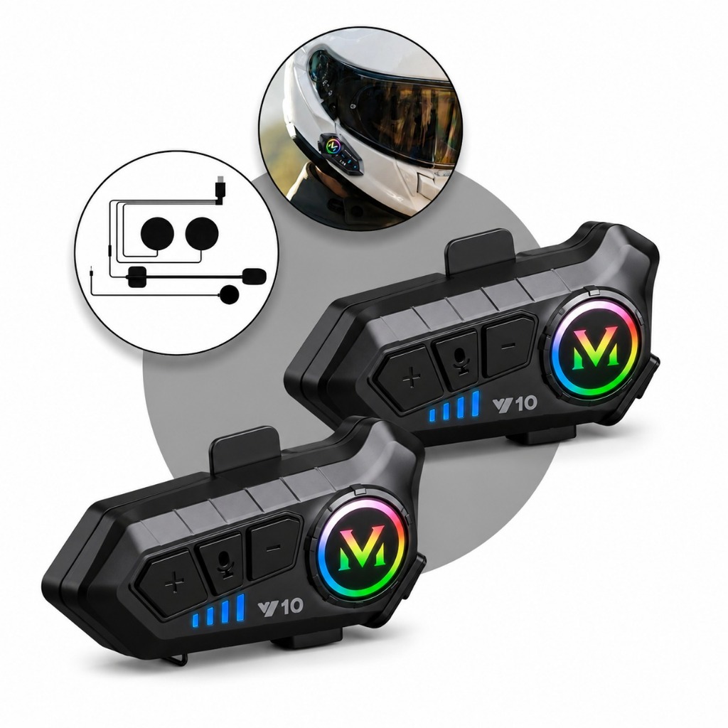 Kit 2 Fones Ouvido Bluetooth Para Capacete Moto Sem Fio Rgb Ligação ...
