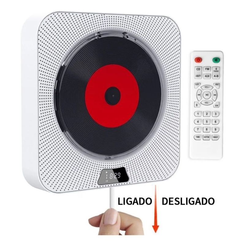 Toca CD De Parede Portátil Wall Mountable CD Player Com Controle Remoto ...