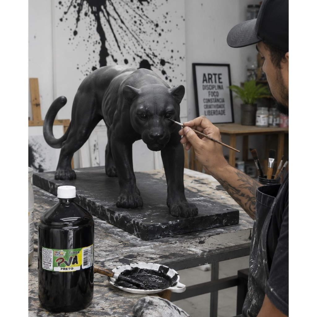 Tinta Preto Pva Fosca 500ml True Colors p/ Artesanato Cortiça Gesso Mdf ...