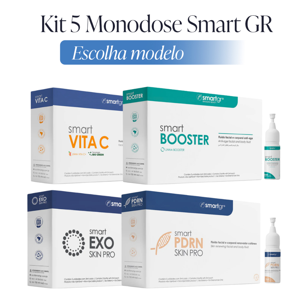 Kit 5 Monodose Smart GR Estética PDRN, Peptide, B12, Vita C, Booster ...
