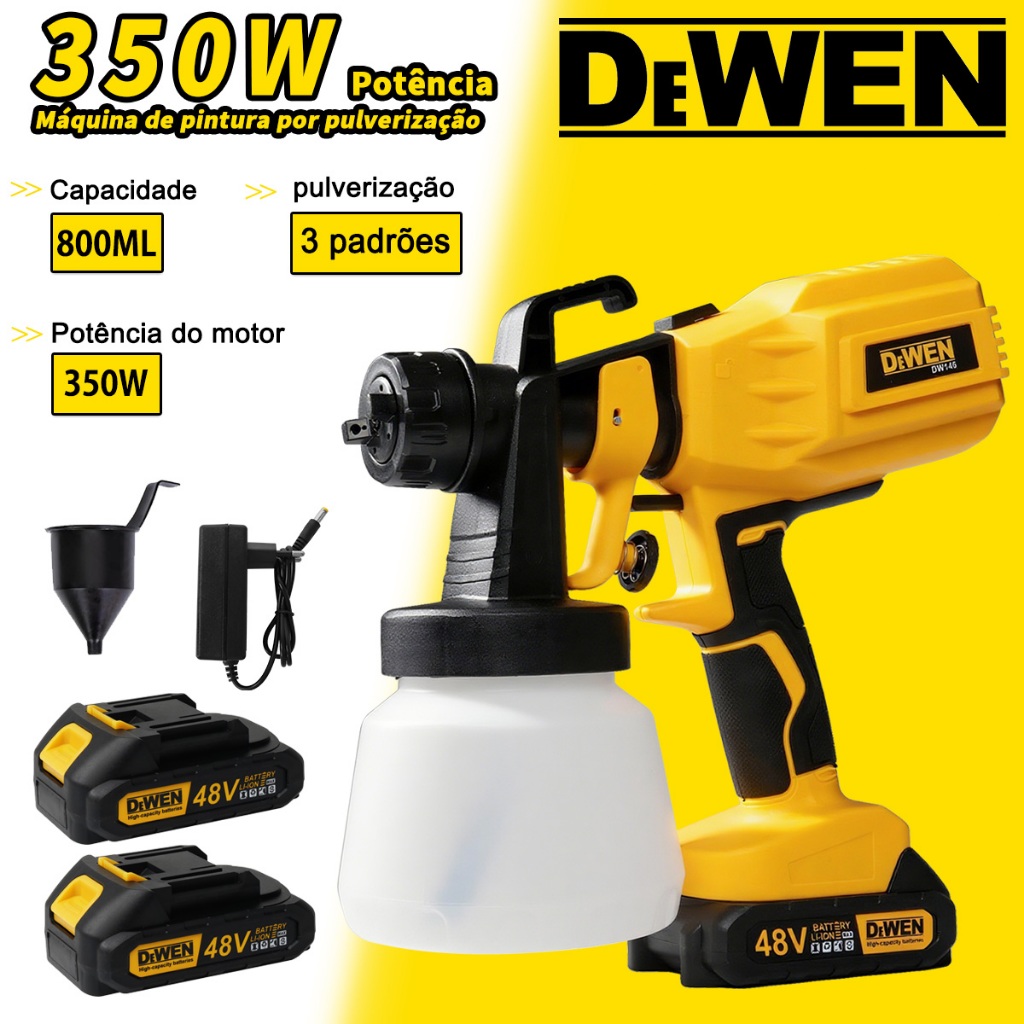Pulverizadora de Tinta de Elétrica Sem Fio Pintura Profissional 350W，2 ...
