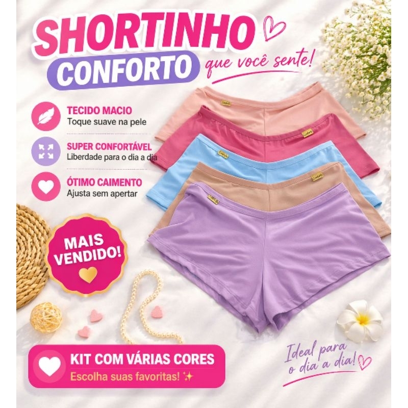Kit com 05 calcinhas Box Shortinho confortavel não marca | Shopee Brasil
