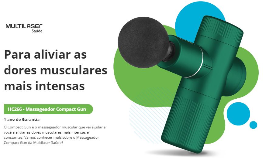 Massageador Muscular Compact Gun Bivolt - Multilaser Saúde - HC266 | Shopee Brasil