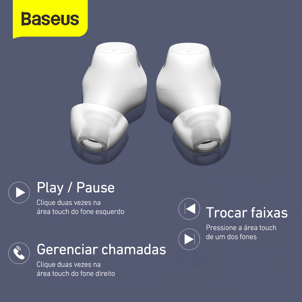 Baseus Fone de Ouvido Sem Fio Bluetooth 5.3 Bowie WM01- 25h de Bateria ...