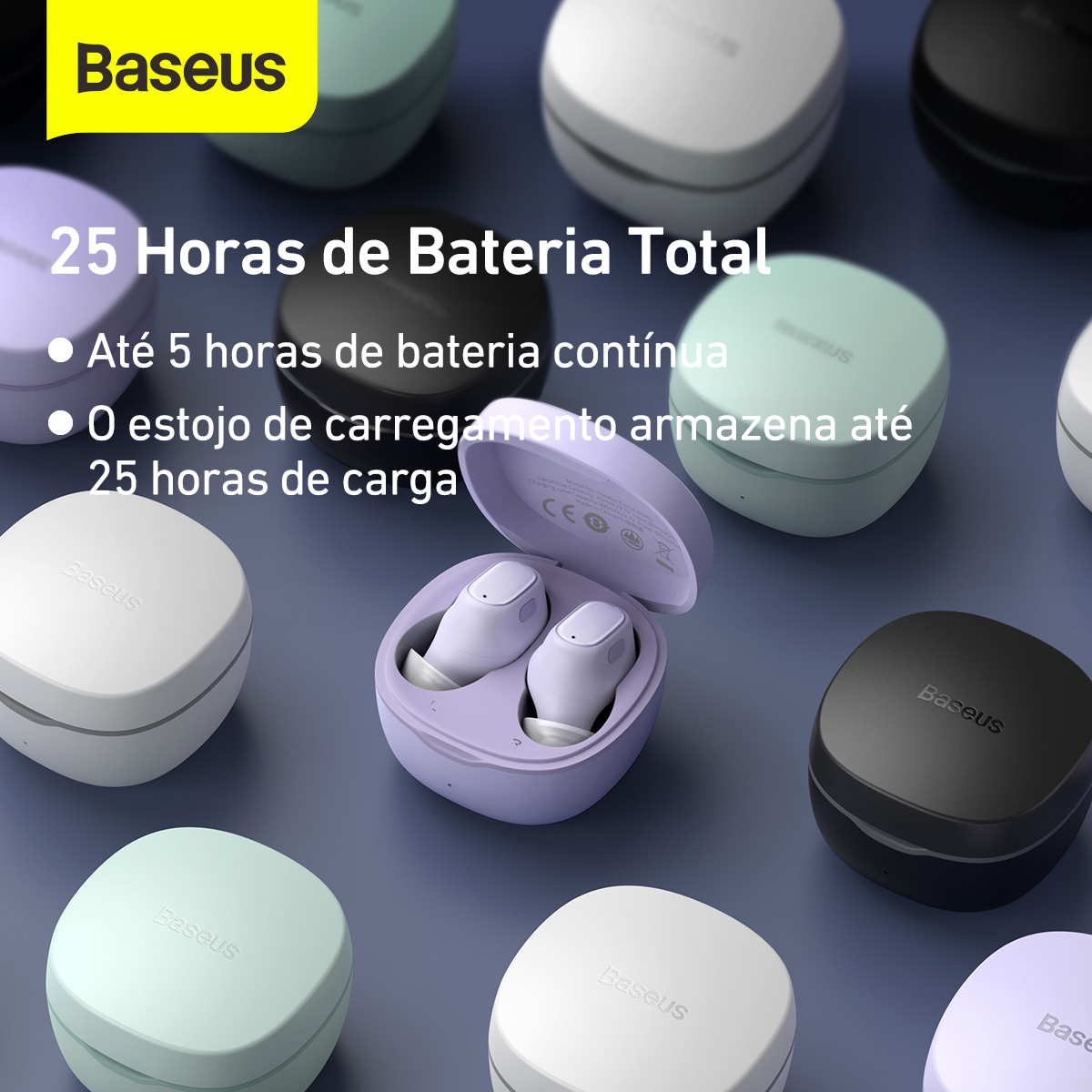 Baseus Fone de Ouvido Sem Fio Bluetooth 5.3 Bowie WM01- 25h de Bateria ...
