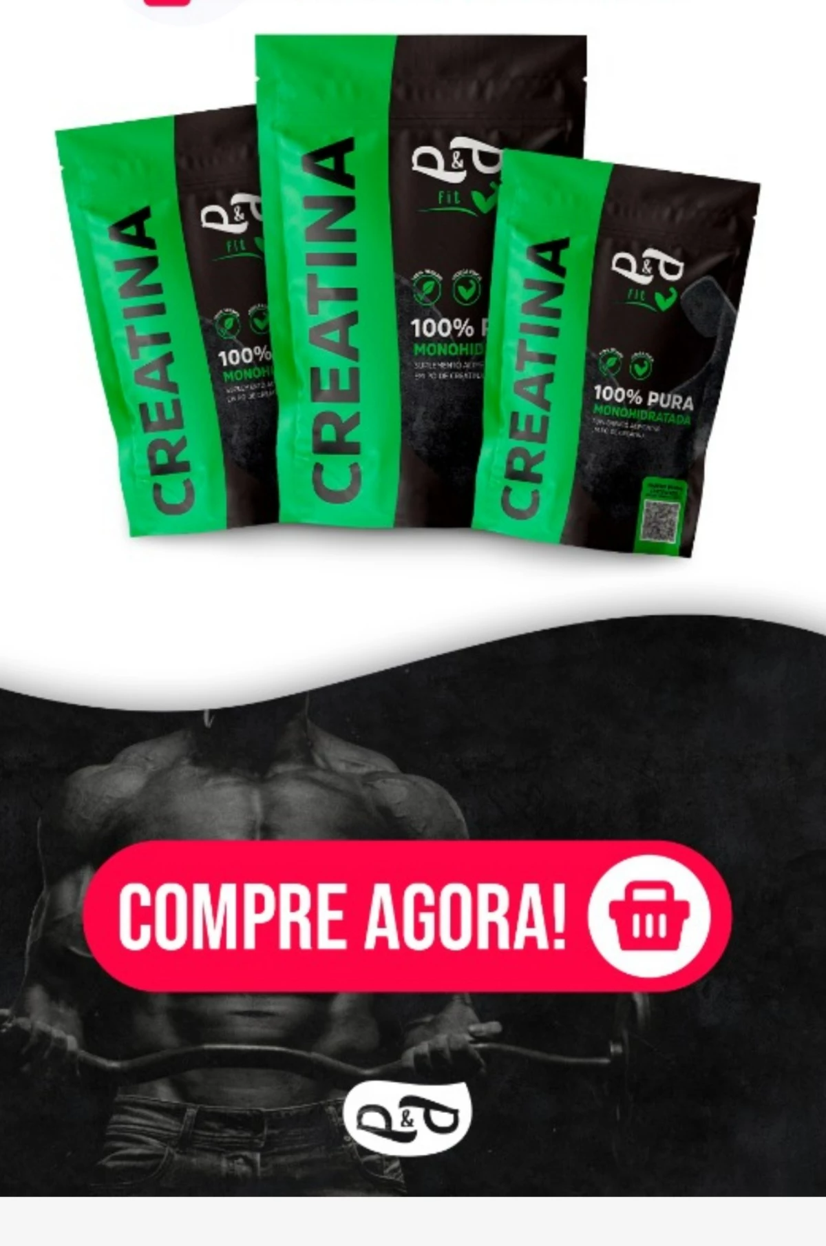 Creatina 500g 100% Pura Monohidratada - P&P FIT | Shopee Brasil