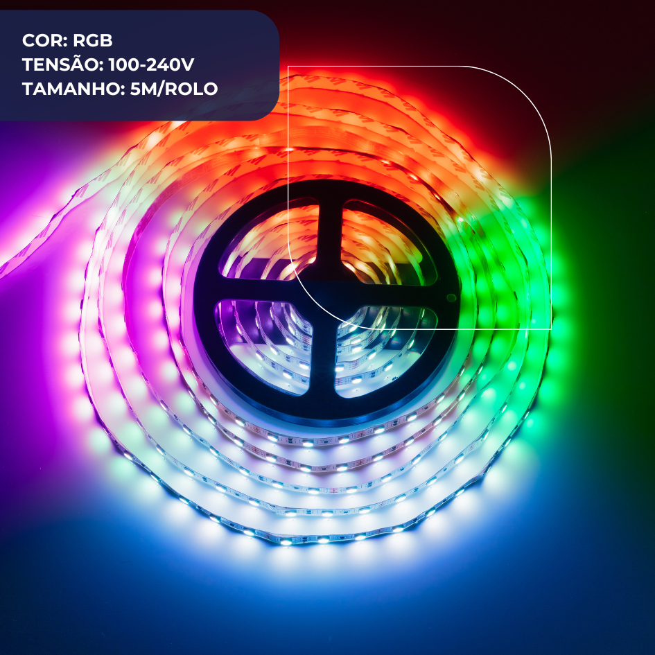 Fita LED 5050 Super Led Ultra RGB 15M 12v 300 Leds | Fita + Controle + Fonte | 16 Cores IP20 ...