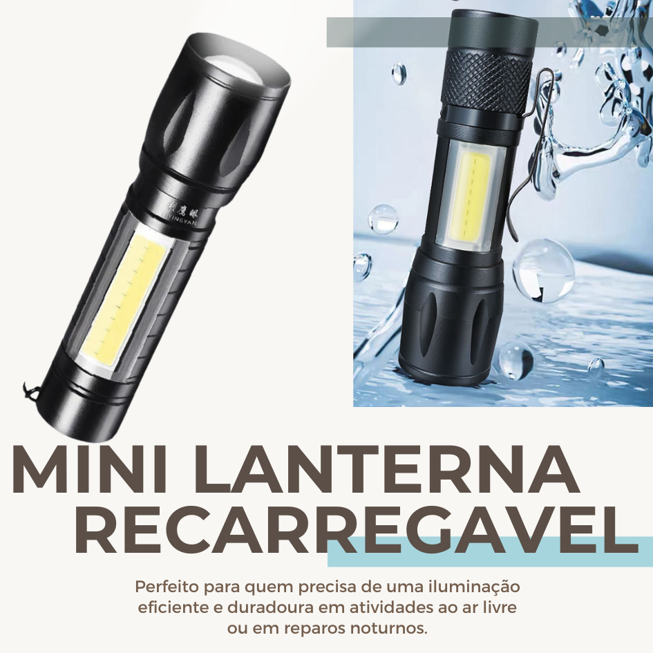 Kit 4 Mini Lanterna Led Tática USB Portátil com Zoom Recarregável Luz ...