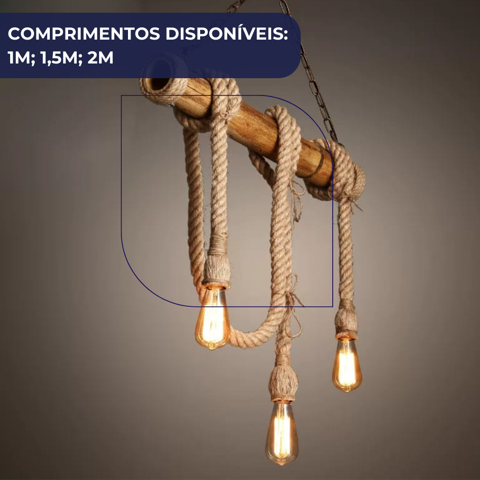 Kit 6 Pendente Corda 1.5M Retro Vintage Rústico Sisal E27 Para ...