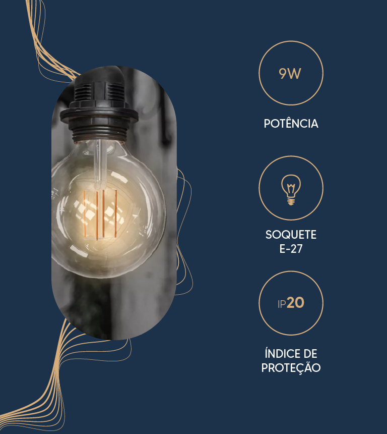 Kit 5 Lâmpada de Led Globo Clear G95 Retro Vintage 9W 4000k E27 Bivolt Luz Branco Neutro ...