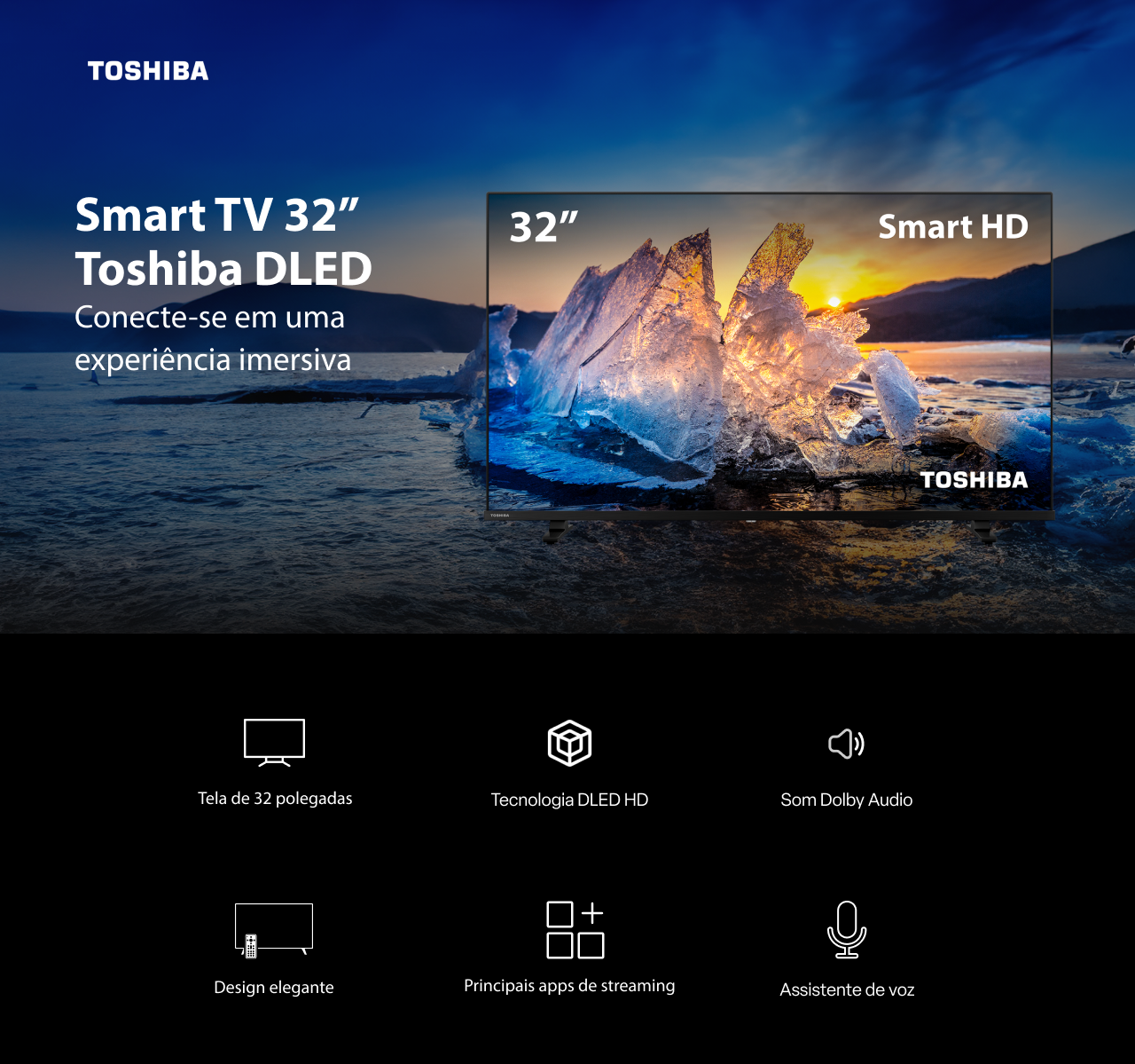 Smart TV DLED 32 HD Toshiba VIDAA 2HDMI 2USB WI-FI - TB051E | Shopee Brasil