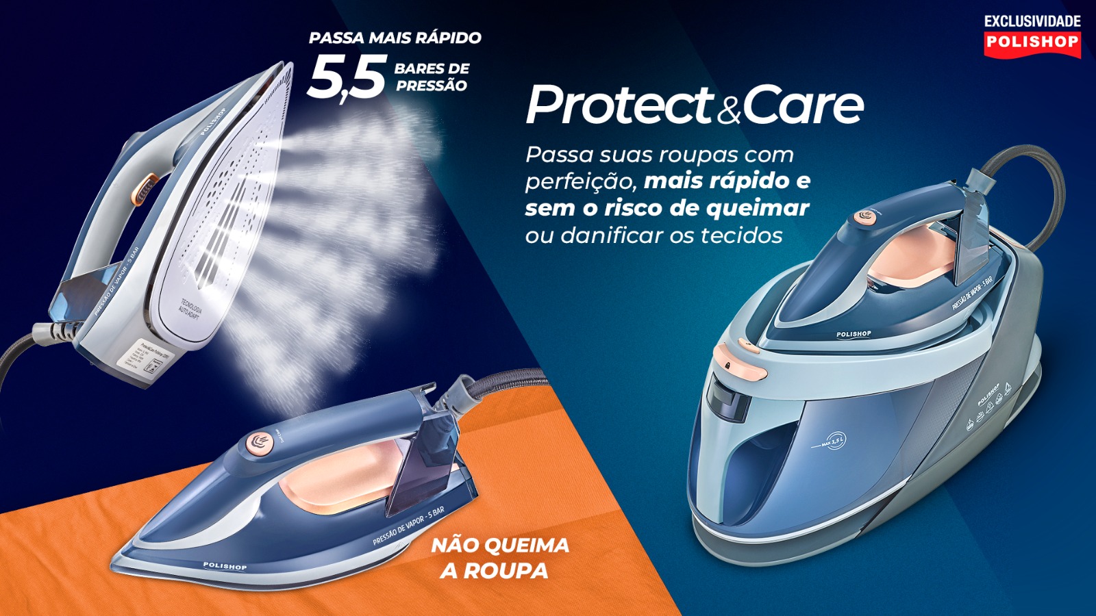 Ferro de Passar Protect & Care Polishop | Shopee Brasil
