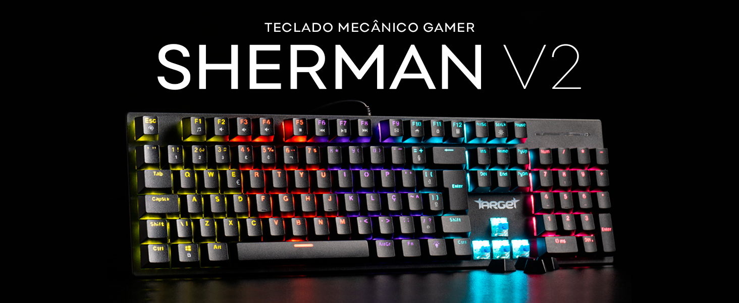 Teclado Mecanico Gamer TGT Sherman V2, Rainbow, ABNT2, Switch Azul ...