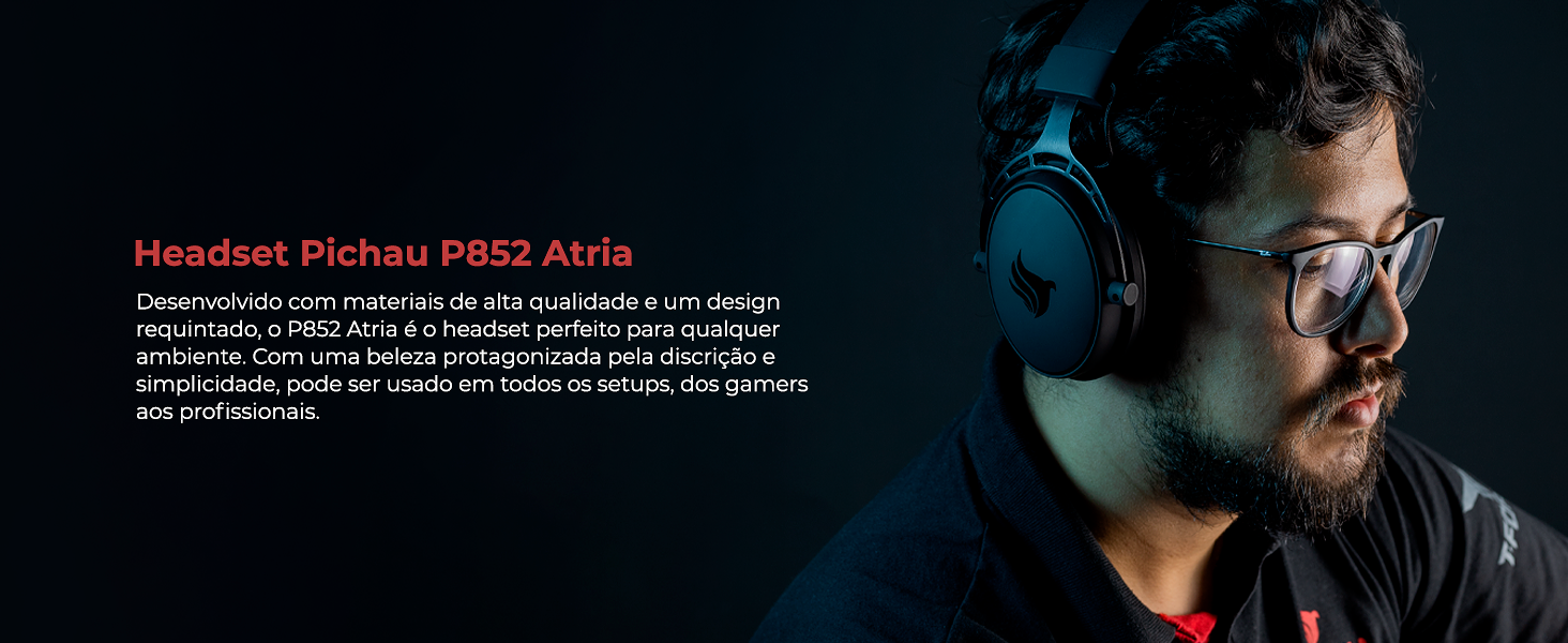 Headset Gamer Pichau P852 Atria, Drivers 53mm, Preto, PGH-P852ATR-BLK ...