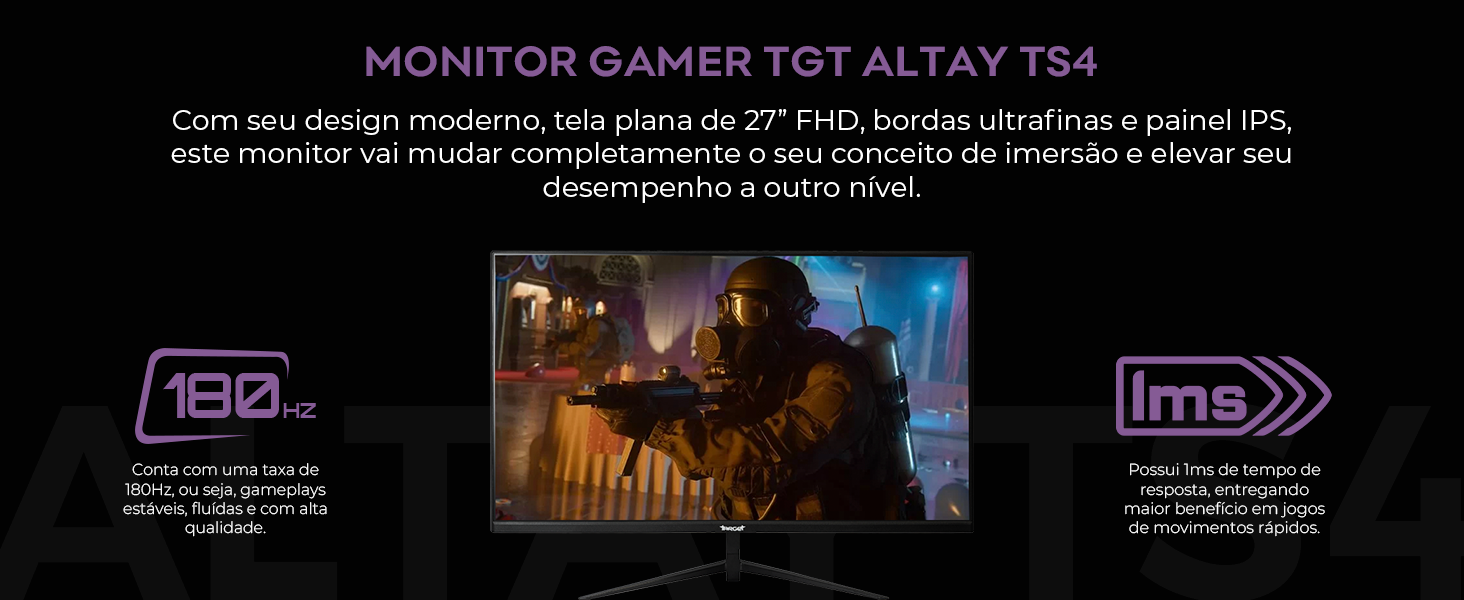 Monitor Gamer TGT Altay TS4, 27 Pol, IPS, FHD, 1ms, 180Hz, FreeSync ...