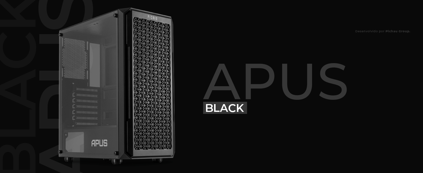 Gabinete Gamer Pichau Apus Black, Mid-Tower, Lateral de Vidro Temperado 3 Fans Preto, PG-APS ...