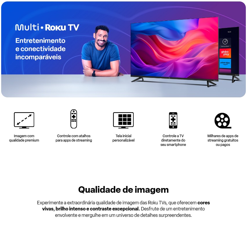 Smart TV HD 32 DLED Wi-fi MultiExperience Roku Multi | Shopee Brasil