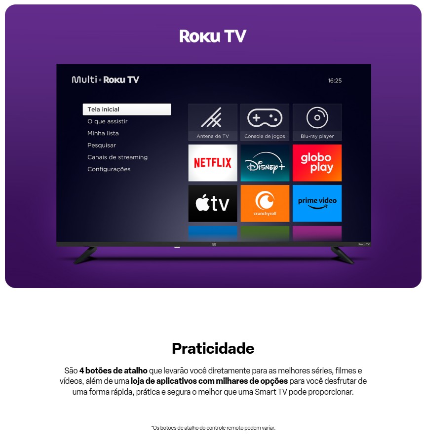Smart TV HD 32 DLED Wi-fi MultiExperience Roku Multi | Shopee Brasil