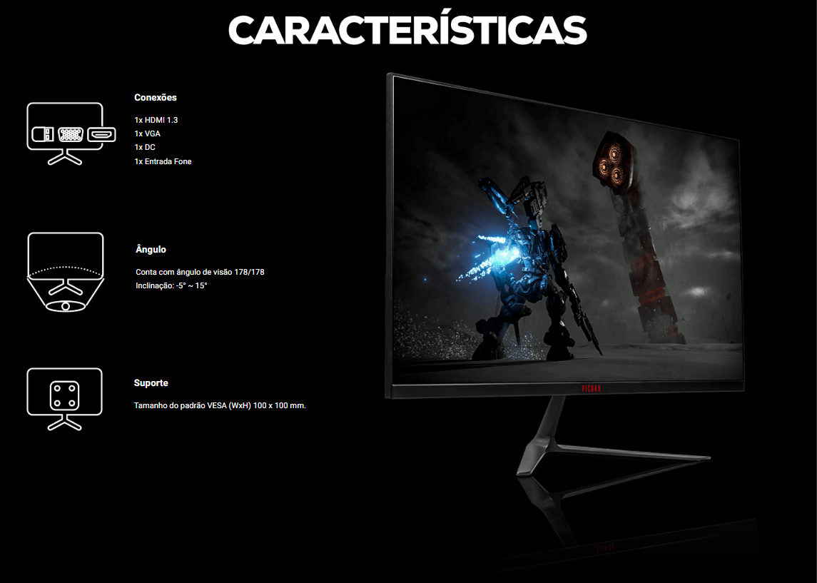 Monitor Gamer Pichau Athen V3, 27 Pol, IPS, FHD, 1ms, 100Hz, FreeSync ...