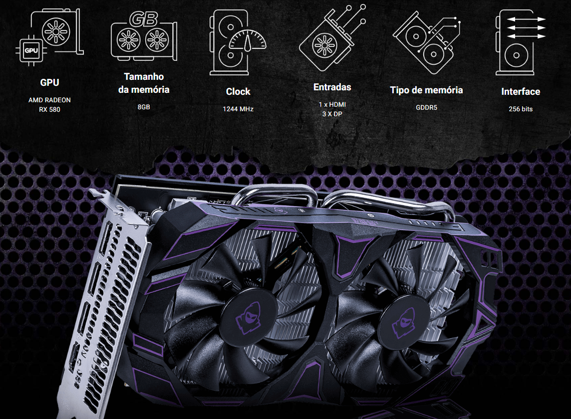 Placa de Video Mancer Radeon RX 580 Streaky, 8GB, GDDR5, 256-bit, MCR-RX5808GB-STKV2 | Shopee Brasil