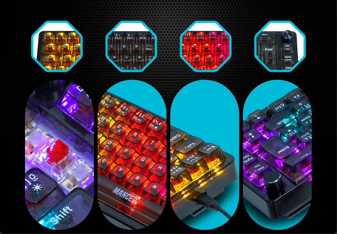 Teclado Mecanico Gamer Mancer Black Ghost, Rainbow, Switch Huano ...