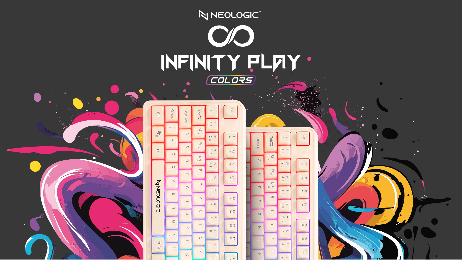 TECLADO GAMER NEOLOGIC INFINITE PLAY COLORS TECLAS COLORIDAS MATERIAL ABS ABNT2 - IFNT-CLS ...