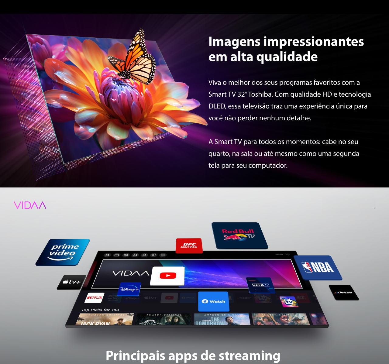 Smart TV DLED 32 HD Toshiba VIDAA 2HDMI 2USB Wi-Fi | Shopee Brasil