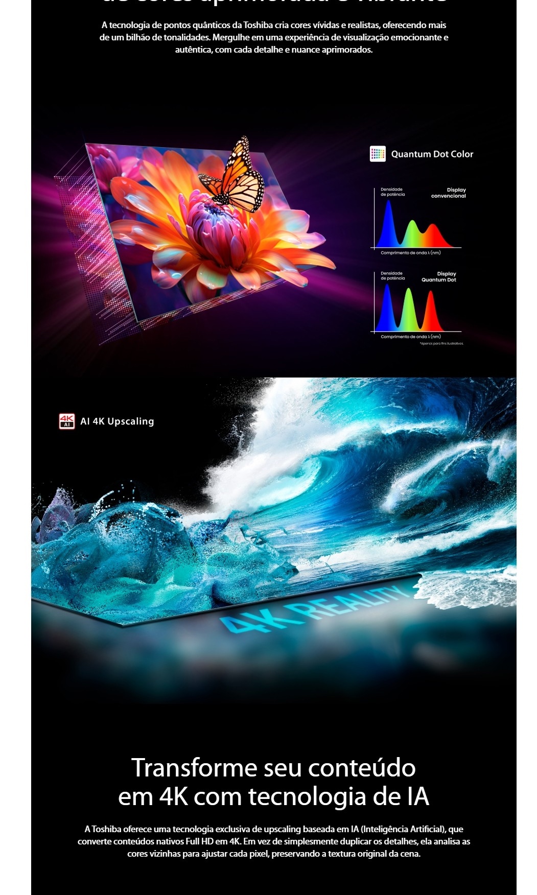 Smart TV QLED 65 4K Toshiba 65C450NS Google TV 4 HDMI 2 USB Wi-Fi ...