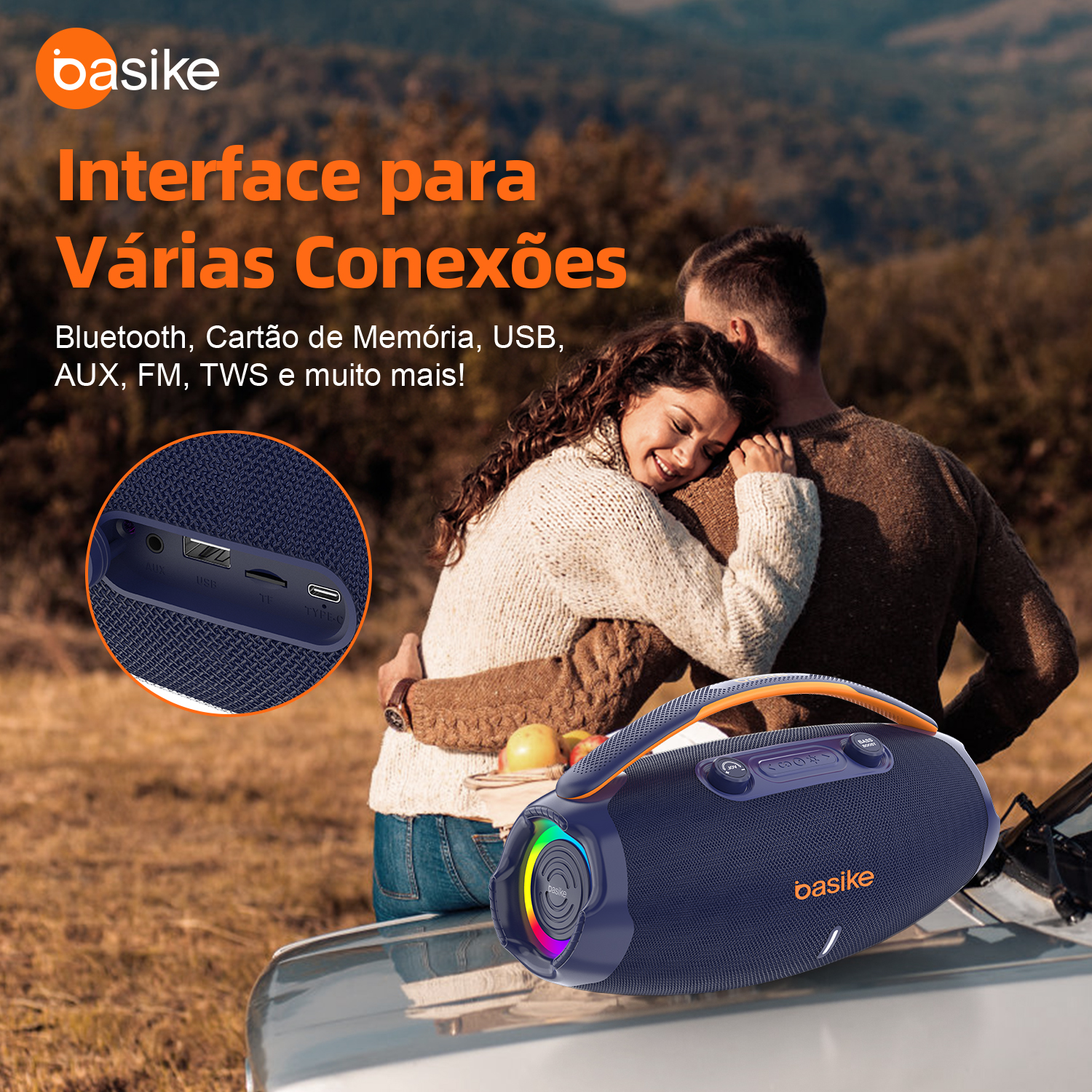 Astgn X Basike 80w Caixa De Som Portátil Bluetooth Subwoofer Com Rgb ...